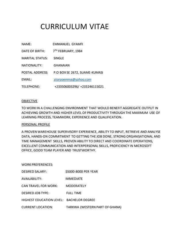 CURRICULUM VITAE | DOCX | Logistics | Business