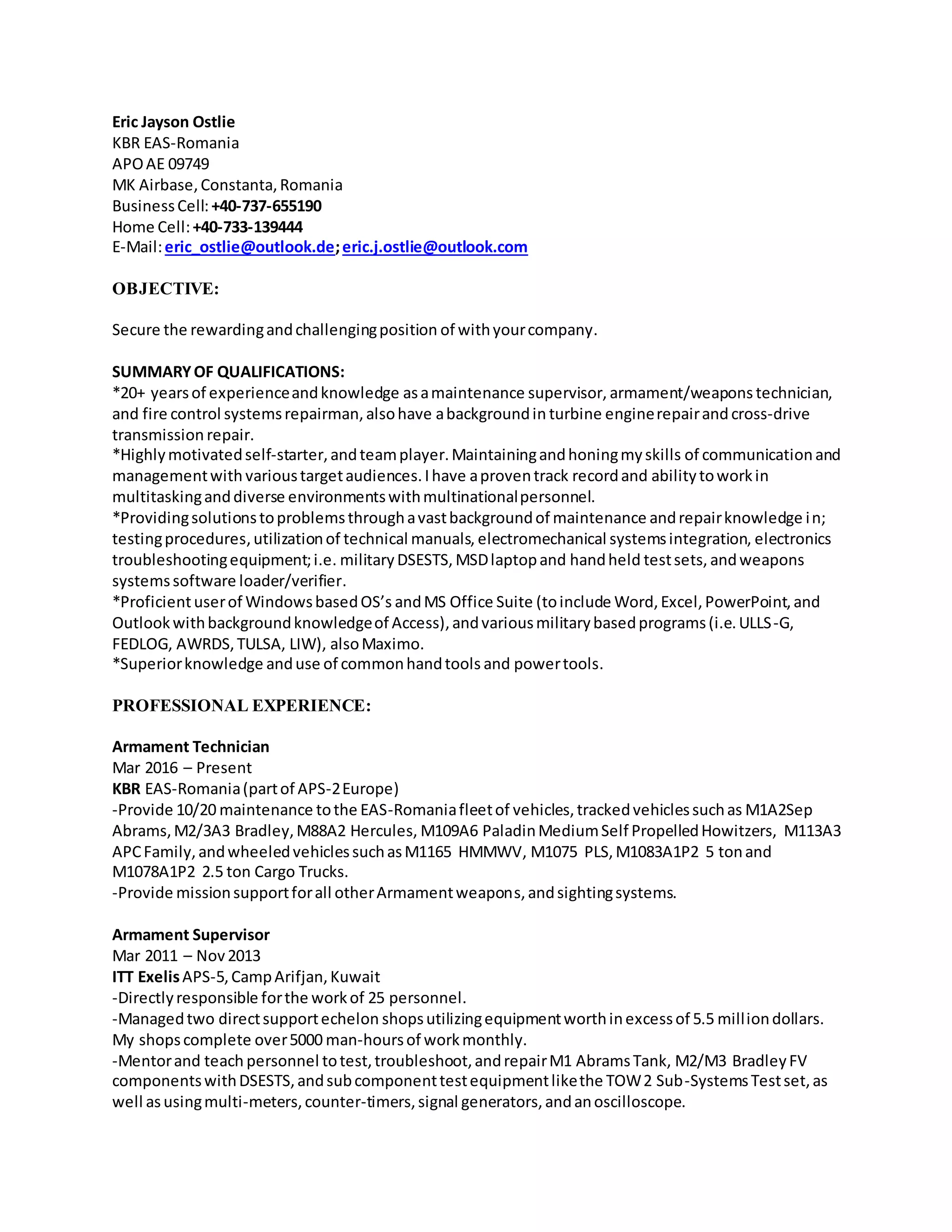 Eric Jayson Ostlie new res | DOCX