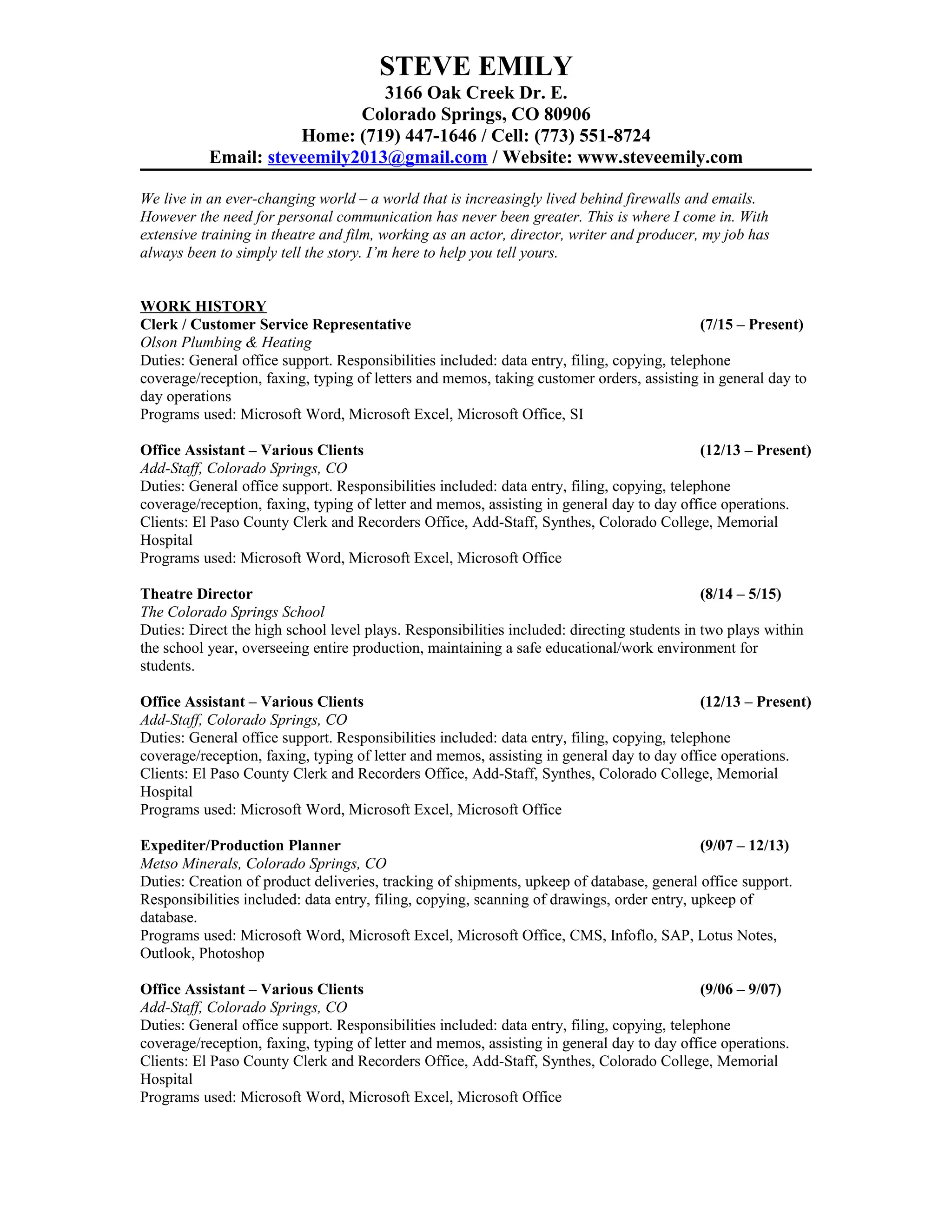 STEVE EMILYbusres | DOC