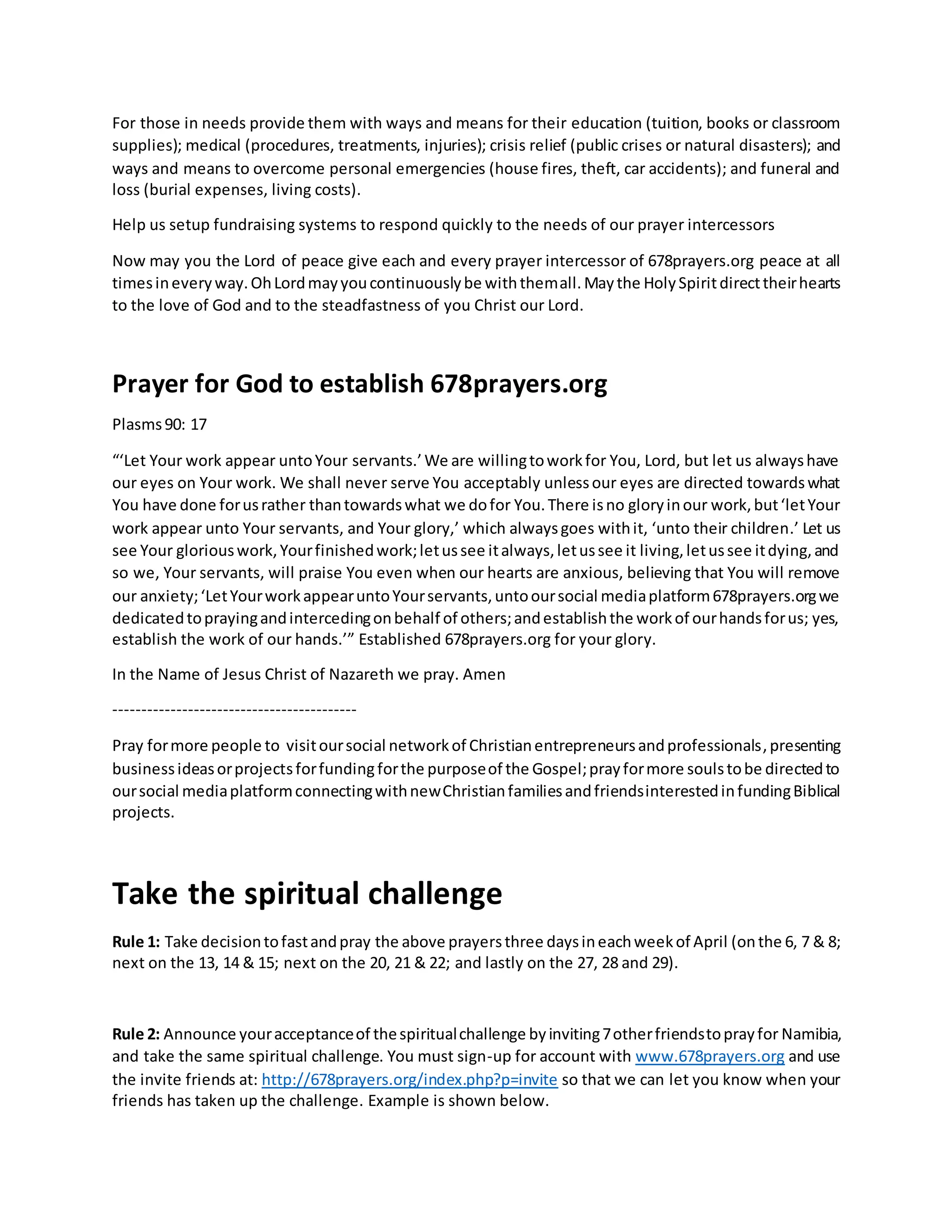 Prayer Script for April 2014 prayer challenge for namibia | PDF