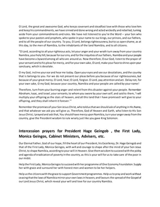 Prayer Script for April 2014 prayer challenge for namibia | PDF