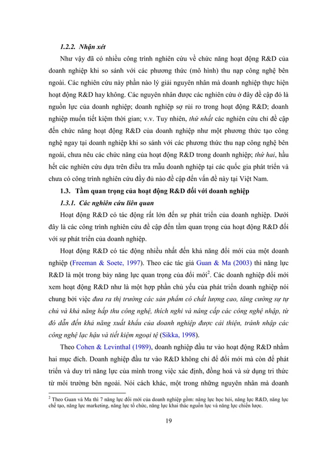 Phát triển hoạt động nghiên cứu và triển khai (R&D) trong các doanh nghiệp Việt Nam | PDF