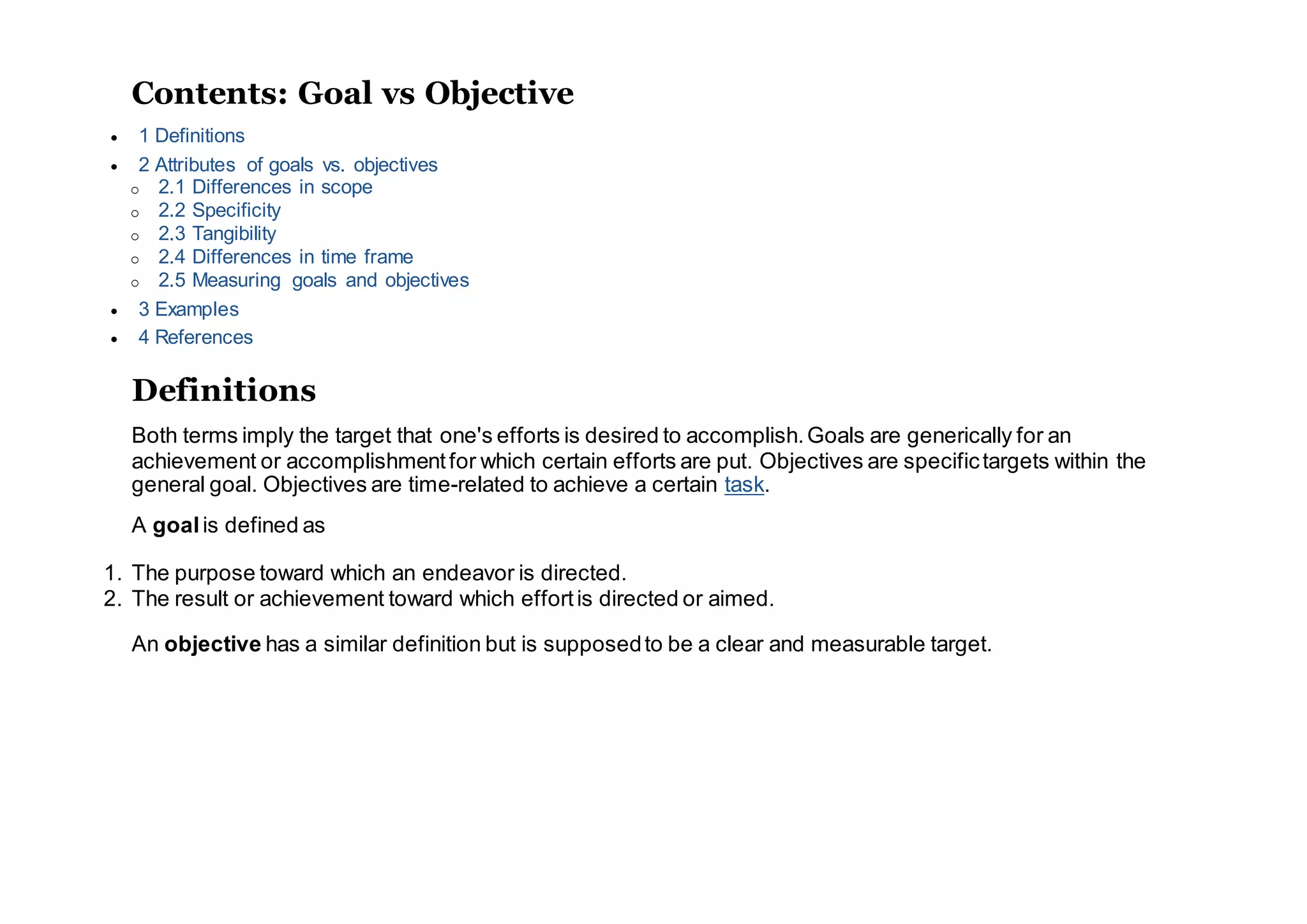 Goals vs Objectives | DOCX