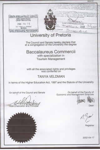 University of Pretoria - Degree | PDF