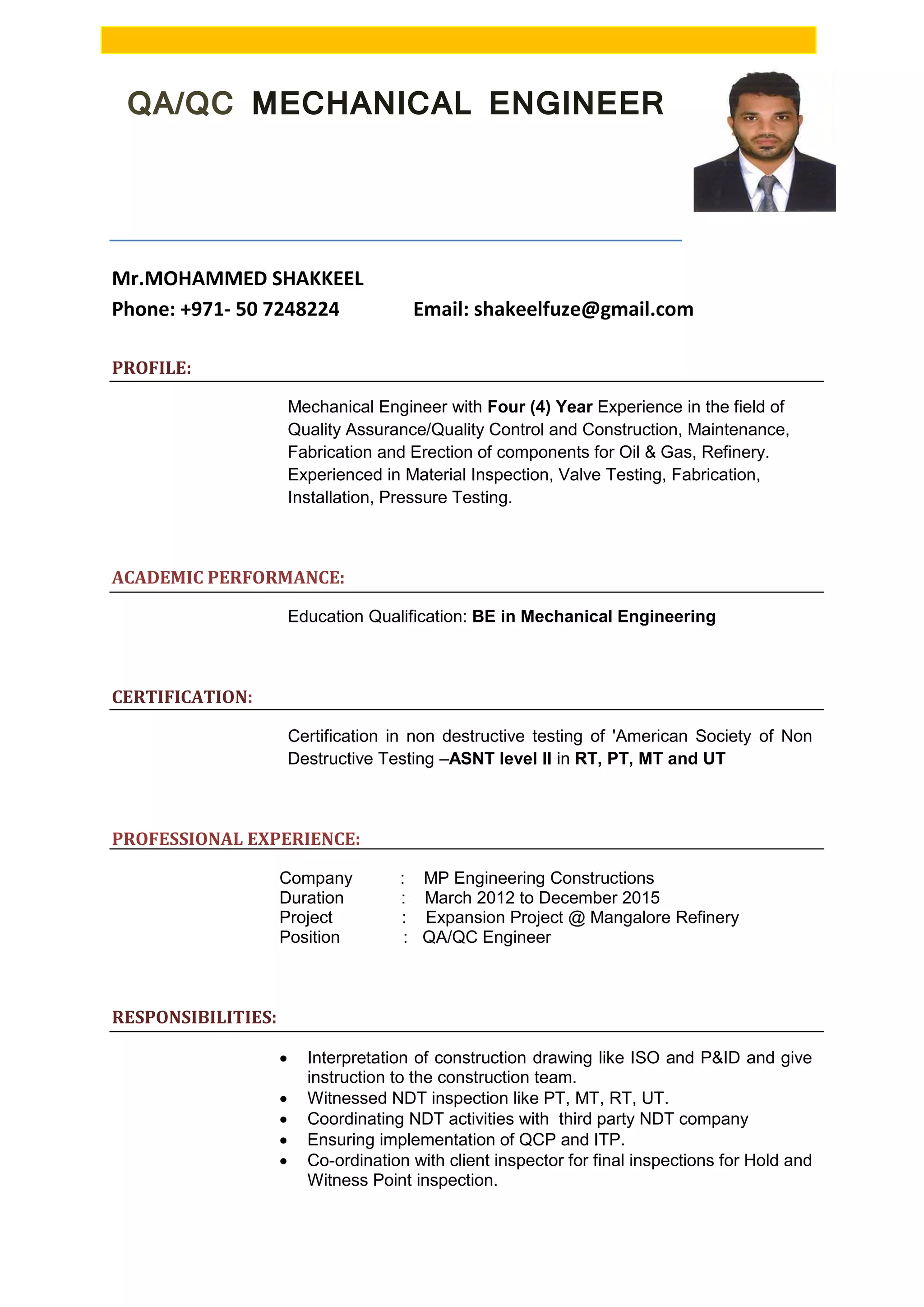 QA QC MECH ENGG | PDF | Civil Engineering Industry | Industries