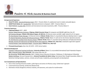 Paulette Hicks Coaching Profile | PPT