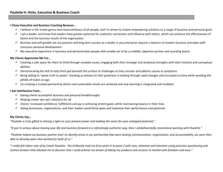 Paulette Hicks Coaching Profile | PPT