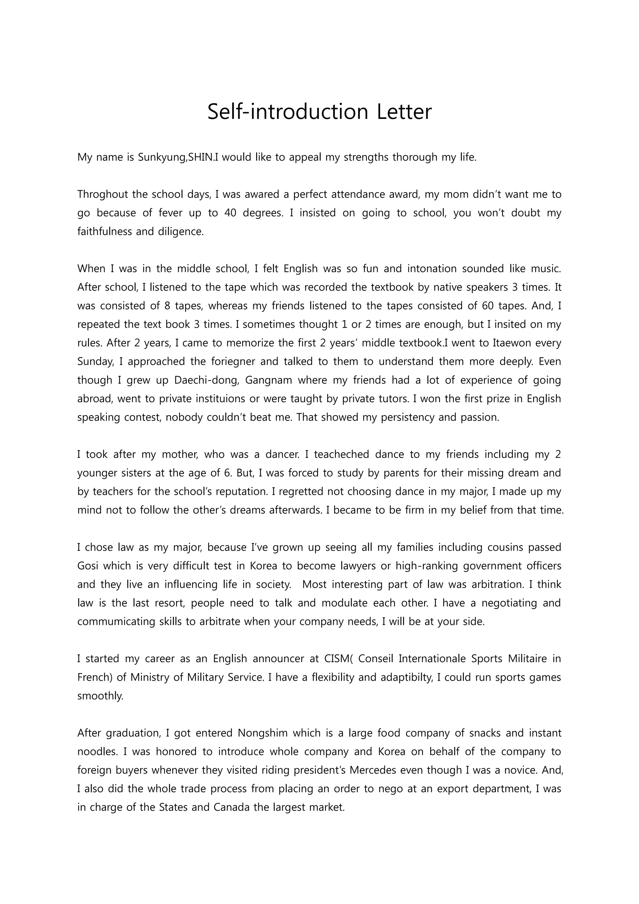 self-introdution letter | PDF