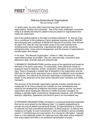 Defining Dysfunctional Organizations 6-16 | PDF