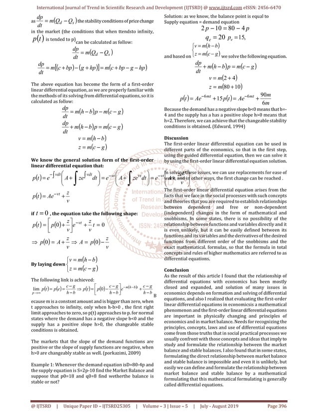 Application of First Order Linear Equation Market Balance | PDF