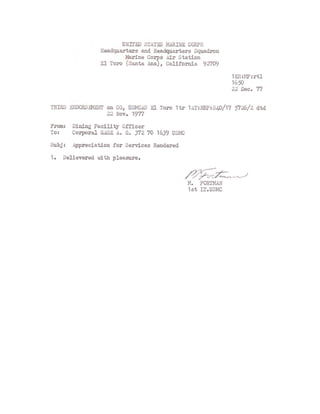 Al Gage LOA Flag Pageant El Tore Marine Base 3nd Endorsement | PDF