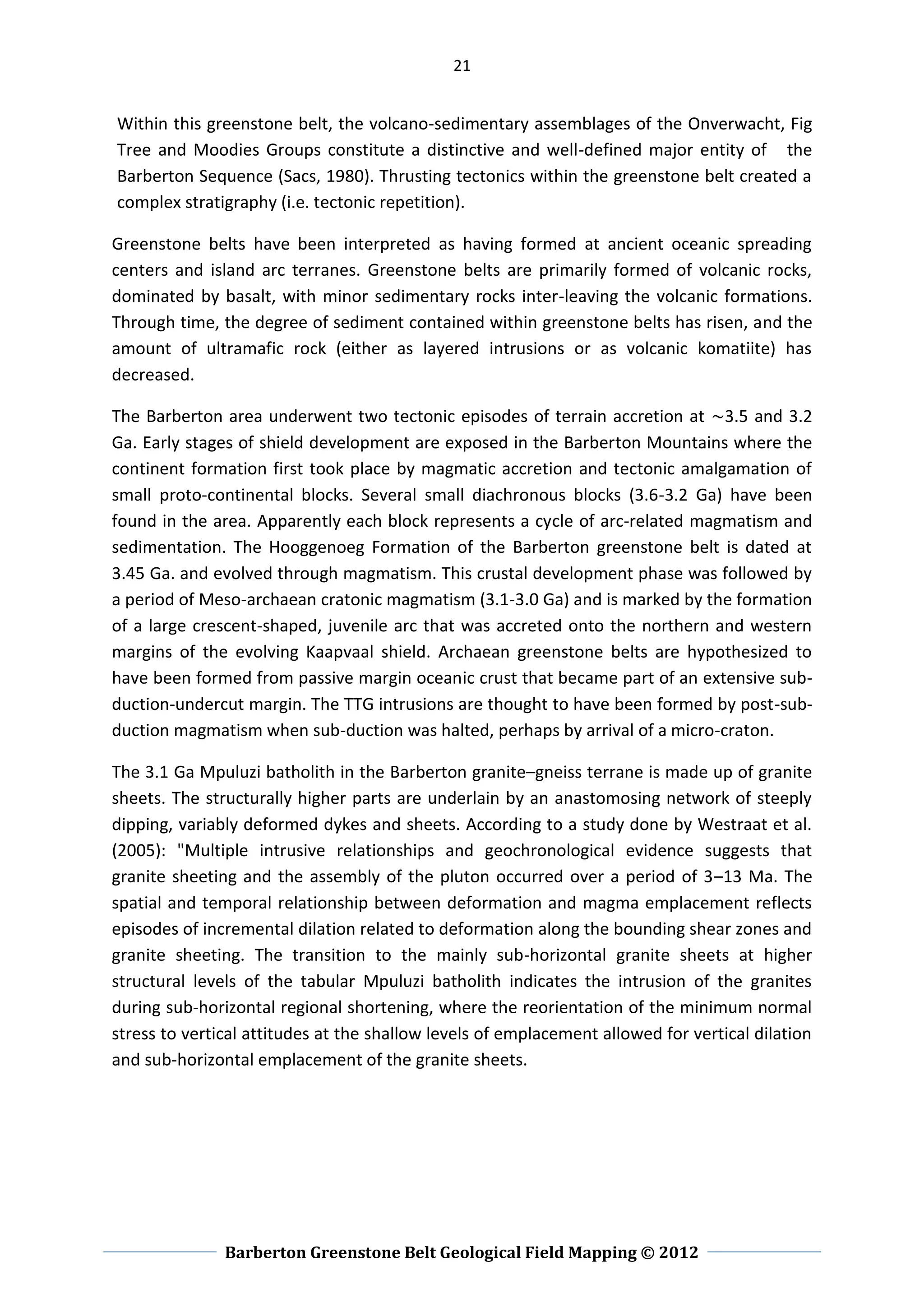 Barberton Geological Field Mapping 2012 | PDF