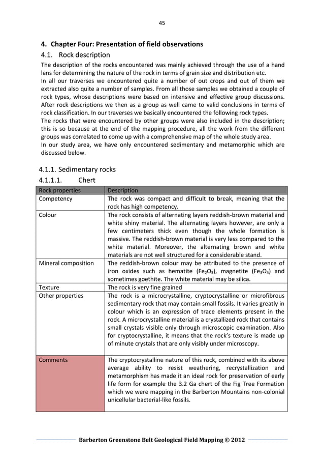 Barberton Geological Field Mapping 2012 | PDF | Geography | Science