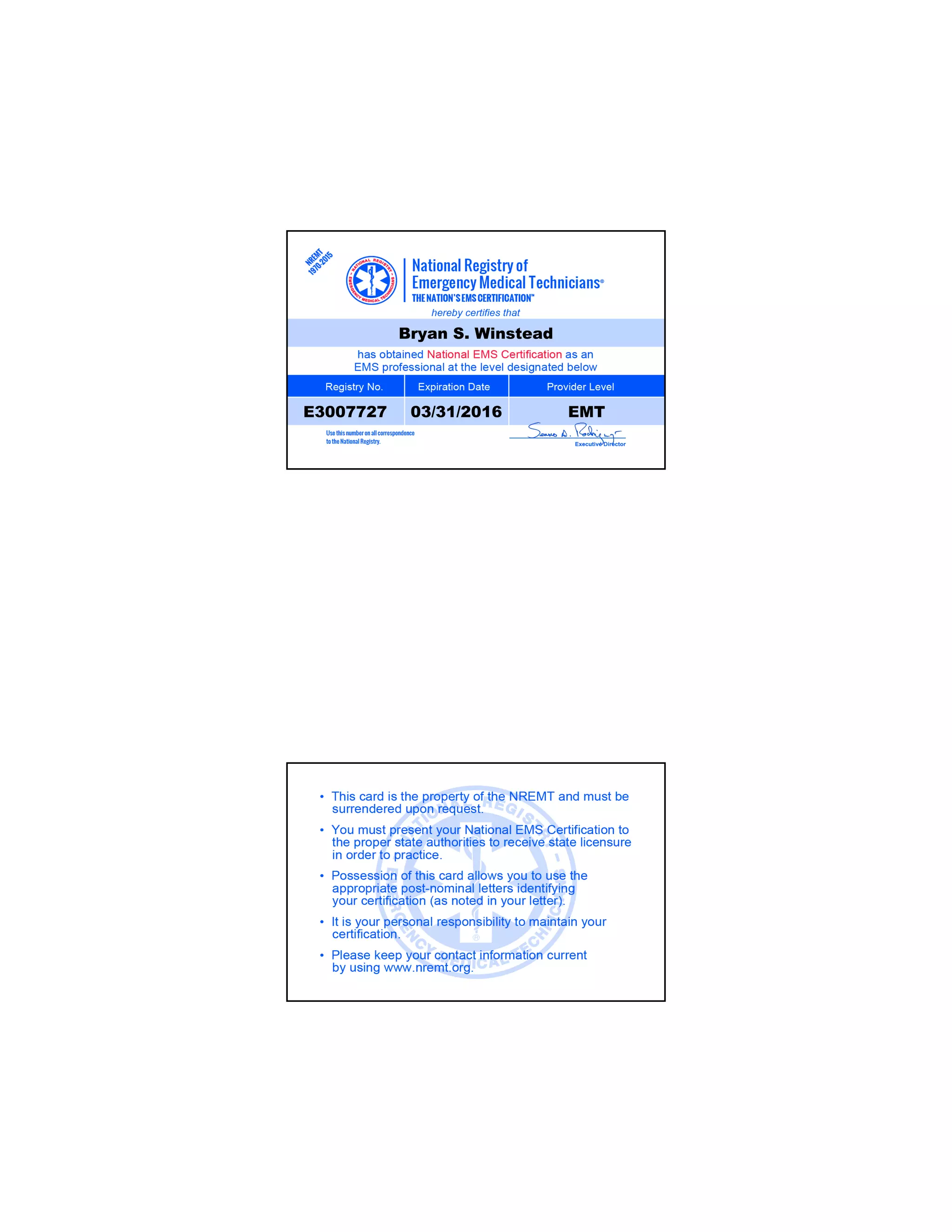 EMT Card | PDF