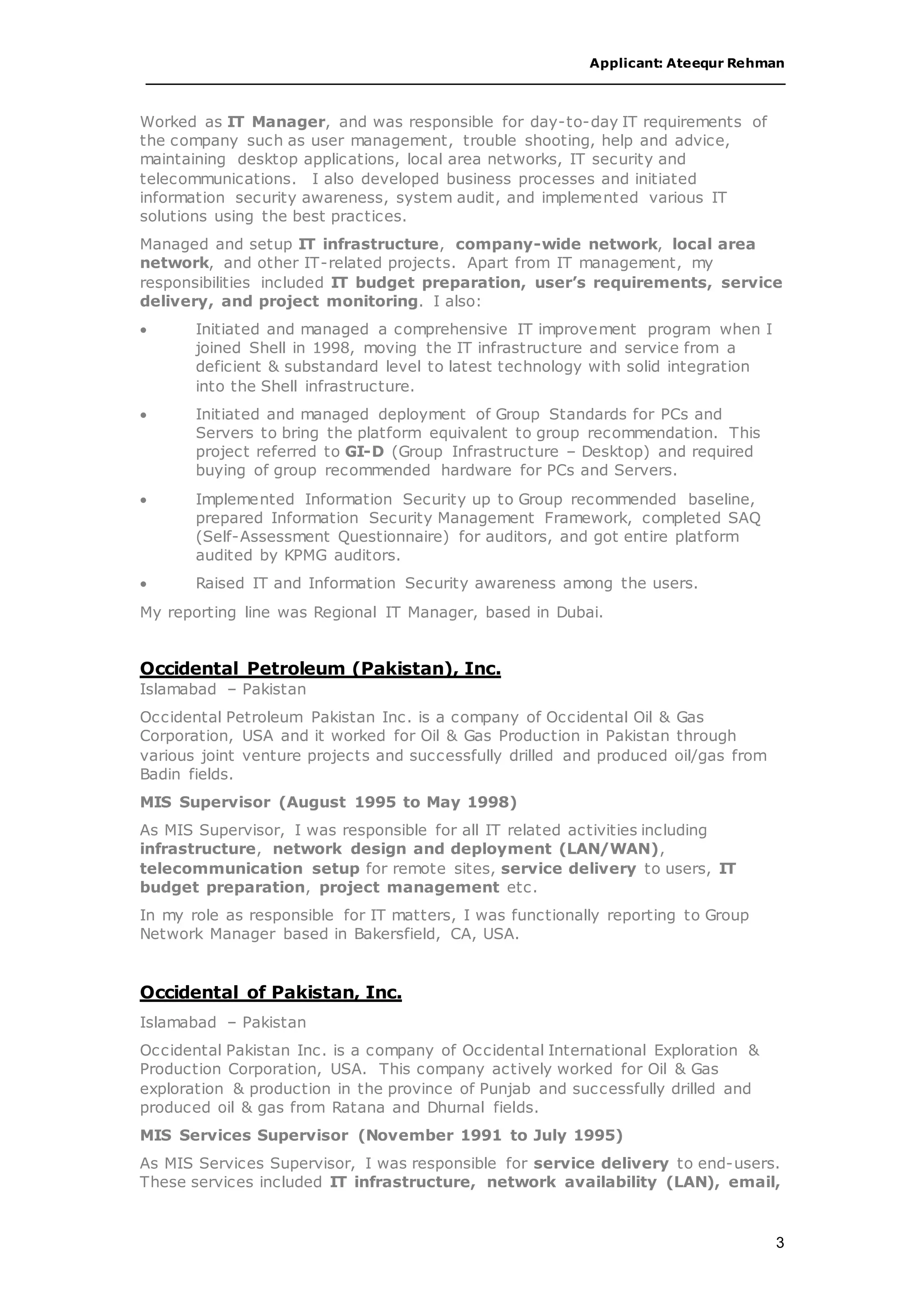 Ateequr Rehman CV | DOCX | IT and Internet Support | Internet