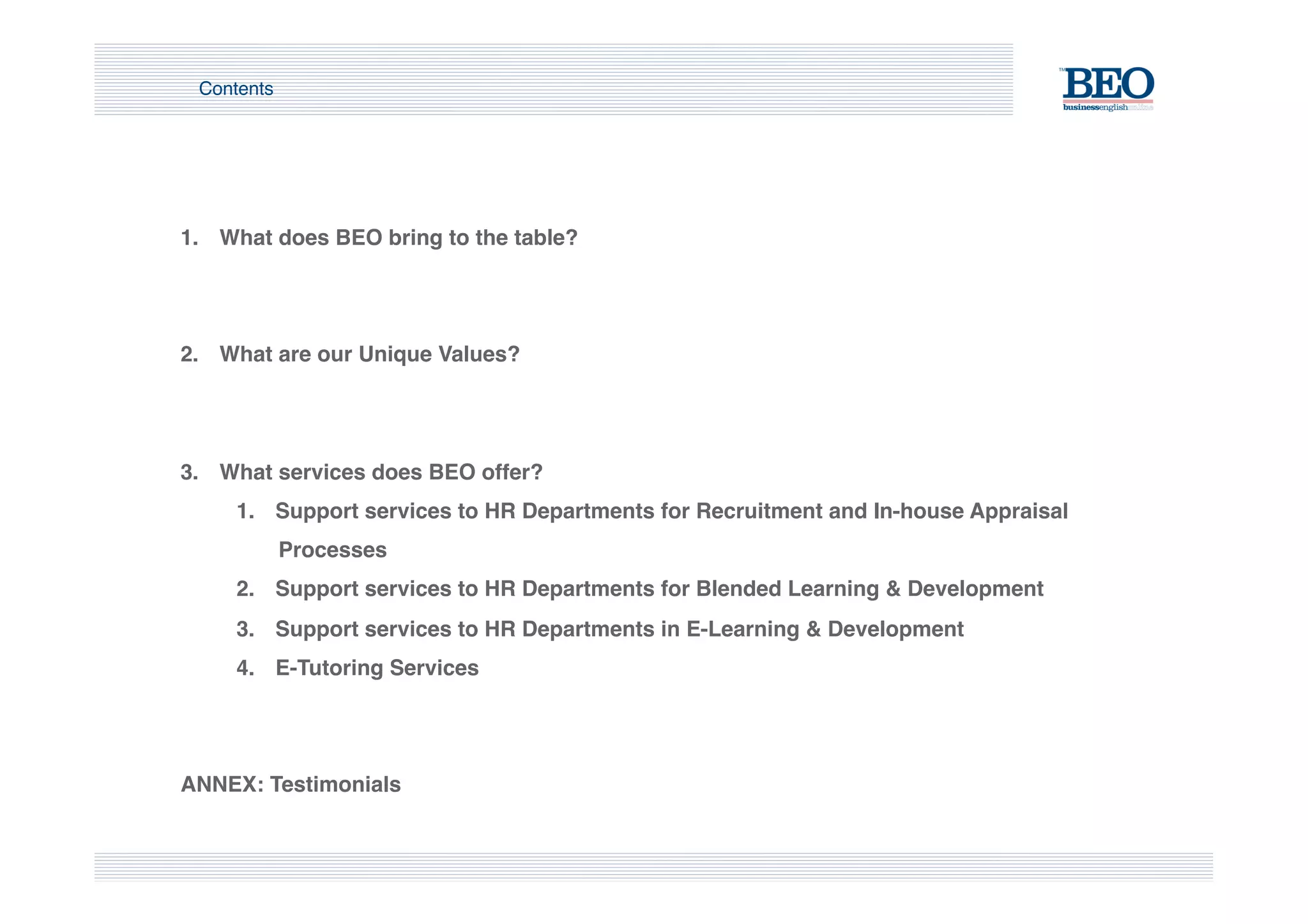 BEO Corporate Presentation