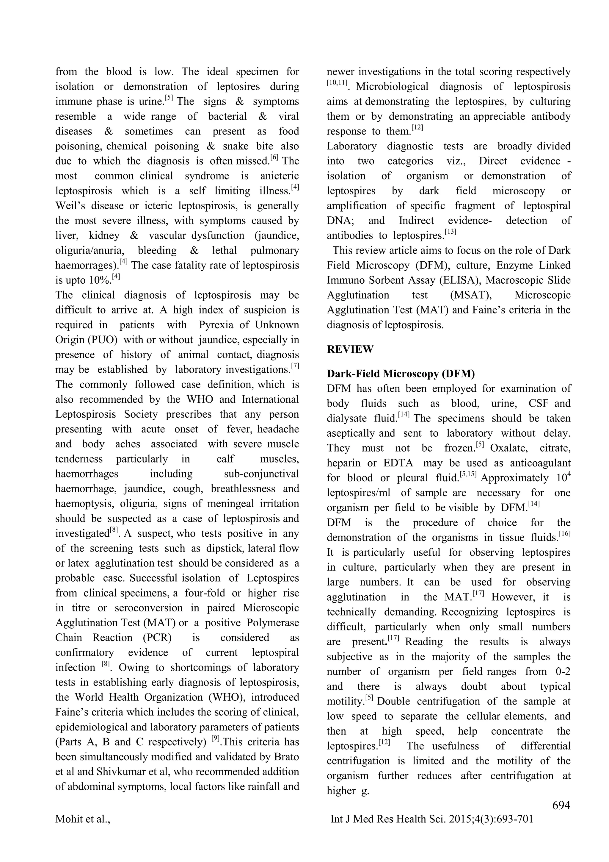 IJMRHS Leptospirosis-Review article | PDF