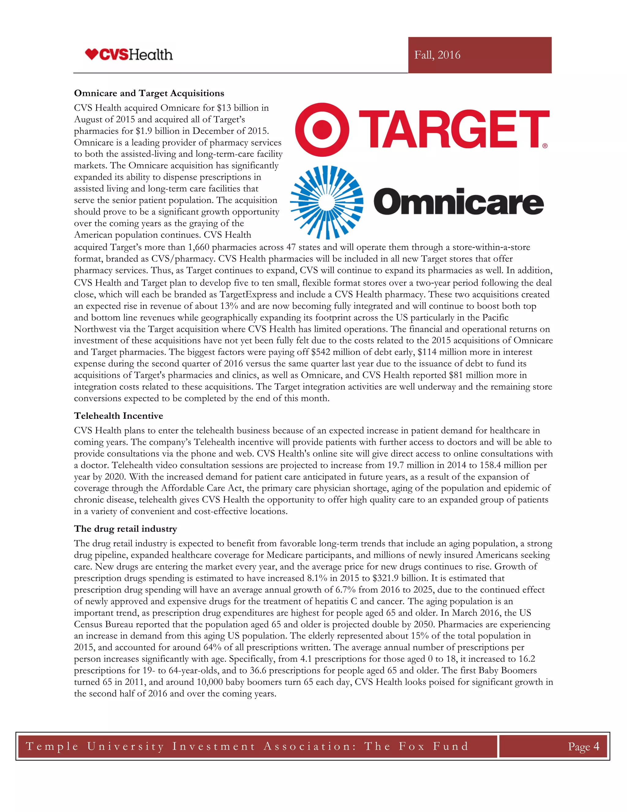 CVS Health INITIATING COVERAGE REPORT | PDF