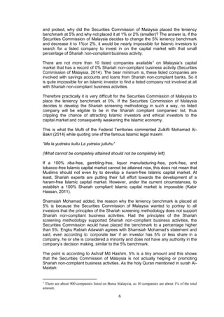 TAHA OMAR on SHARIAH STOCK SCREENING | PDF