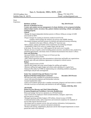 RESUME 2016 SARA SWIDERSKI | PDF