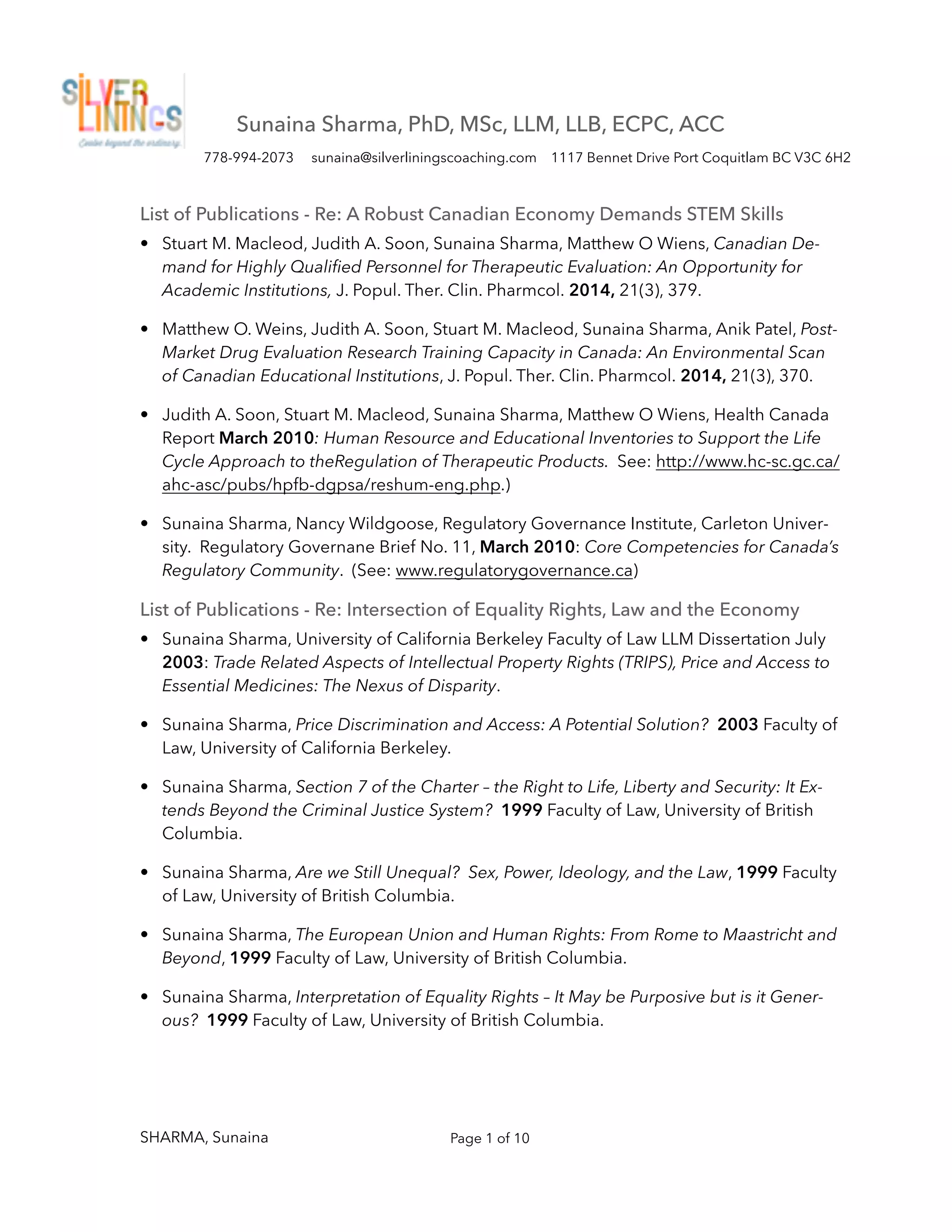 SS List of Publications | PDF