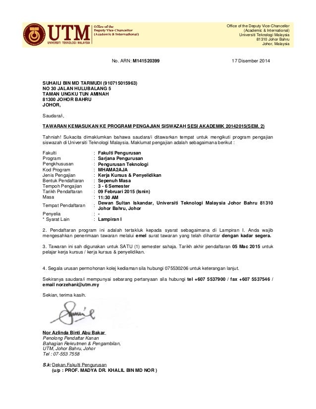 Offer Letter Sample In Malay Conditional Offer Letter Of Utm Images offer-letter-sample-in-malay-conditional-offer-letter-of-utm-images