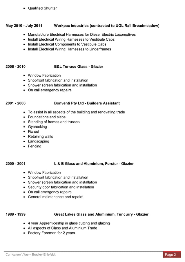 Brad resume Sept August 2015 | PDF