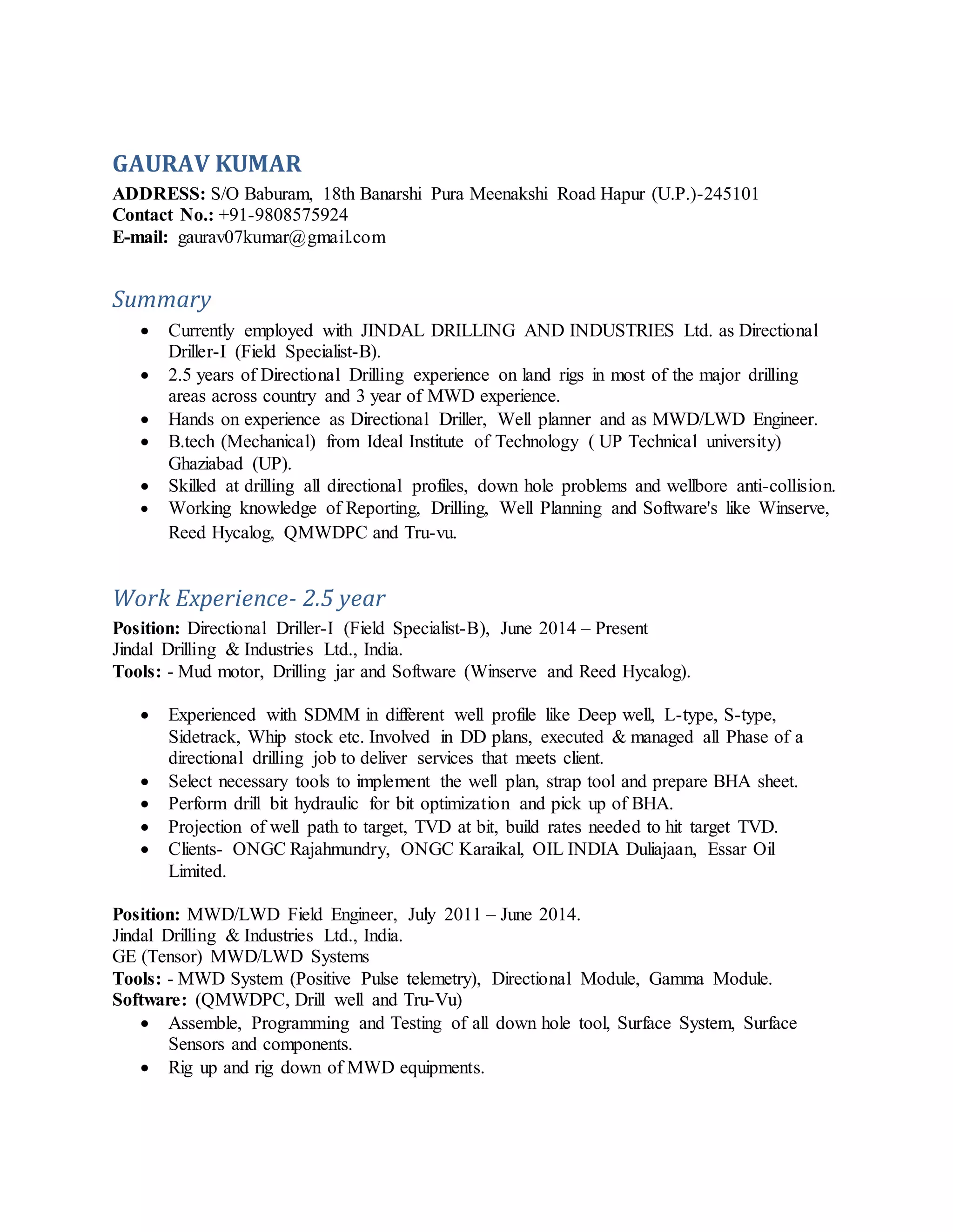 Gaurav Kumar Resume | DOCX