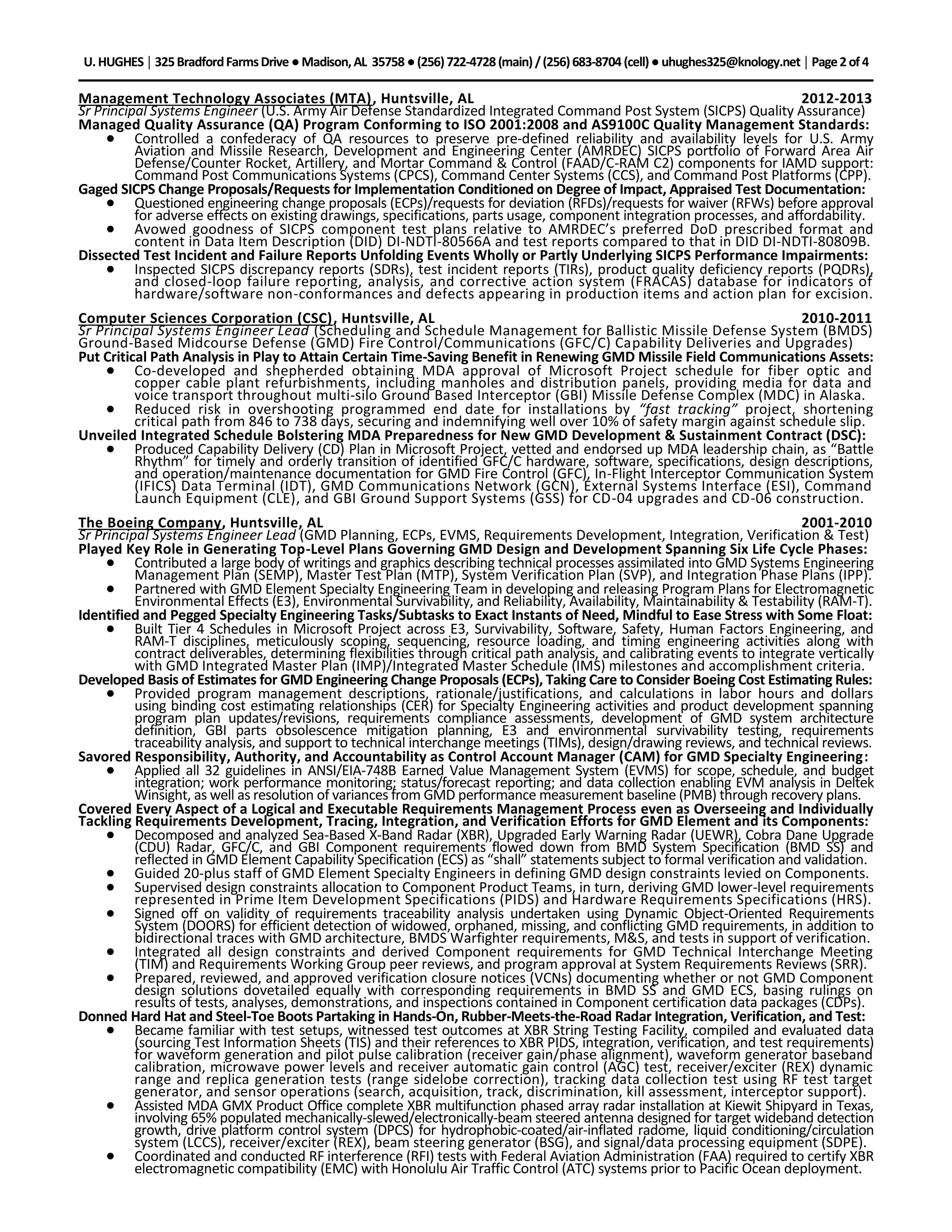 Ulysses Hughes - Senior Principal Systems Engineer | PDF