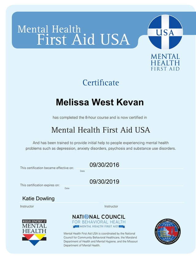 MHFA Certificate | PDF