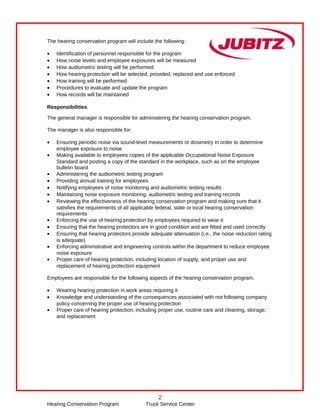 Hearing Conservation Plan | DOC