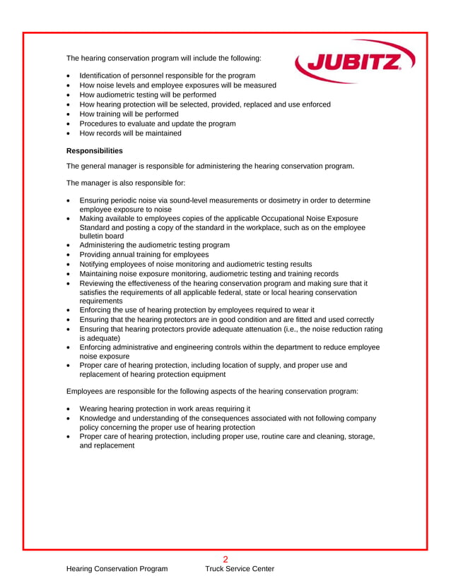 Hearing Conservation Plan | PDF