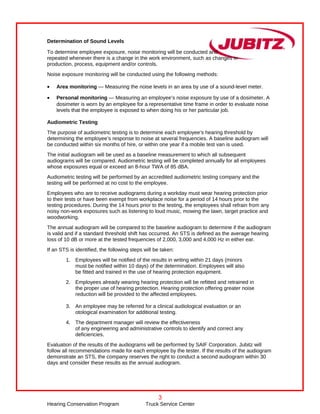 Hearing Conservation Plan | DOC