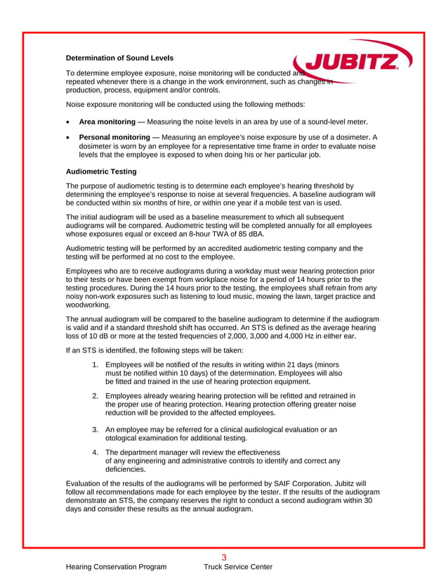 Hearing Conservation Plan | PDF