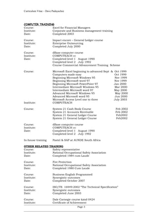 Dave Padayachee CV Current | DOC