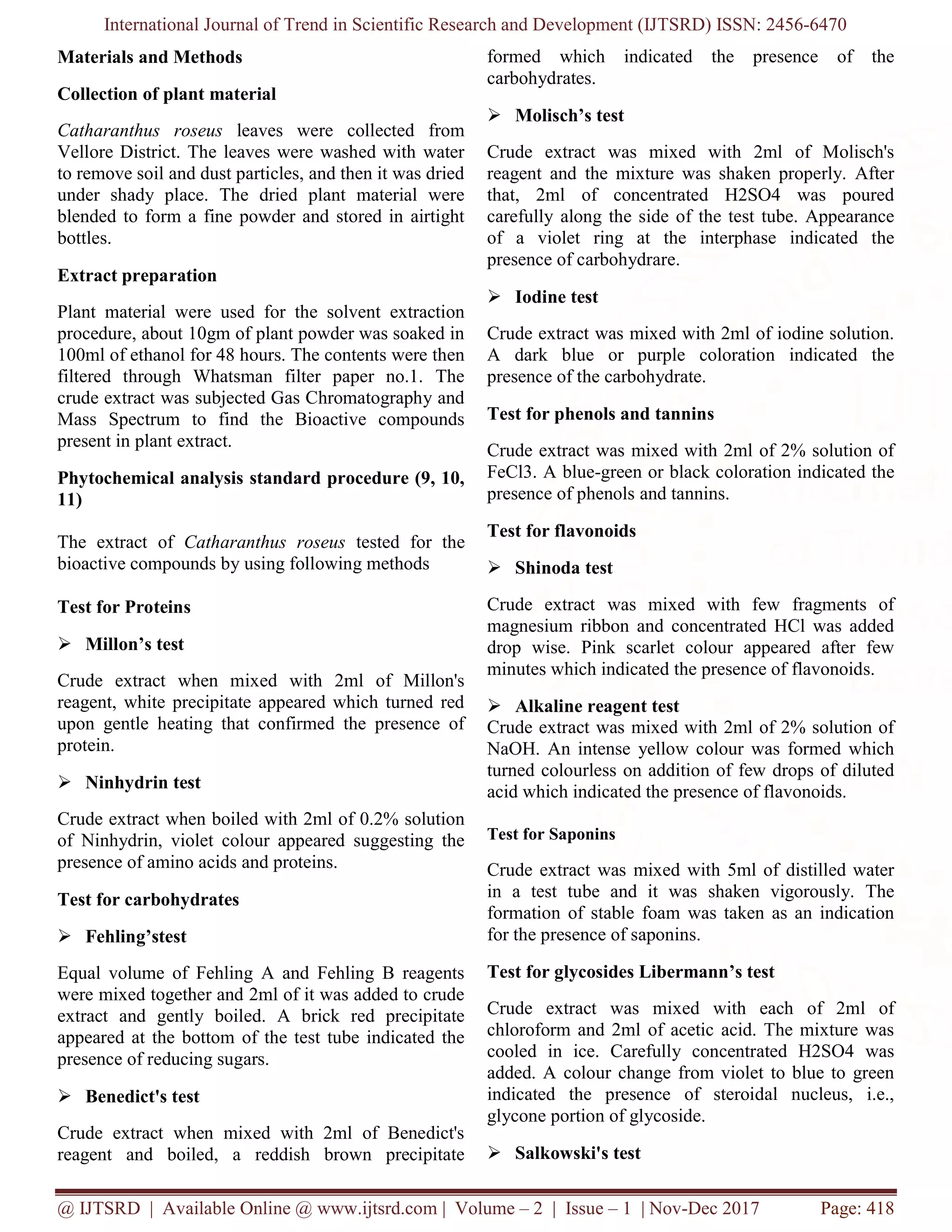 Estimation of Bioactive Compound of Catharanthus Roseus Leaf Extract by ...