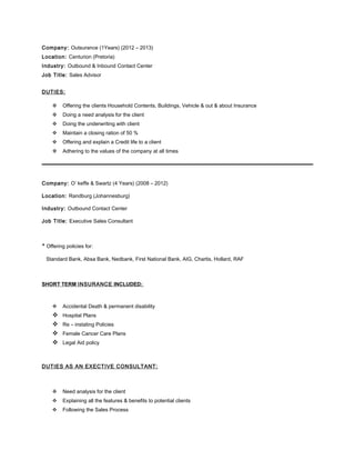 CURRICULUM VITAE OF FIONA COOK - UPDATED 32 FAIS CREDITS | ODT