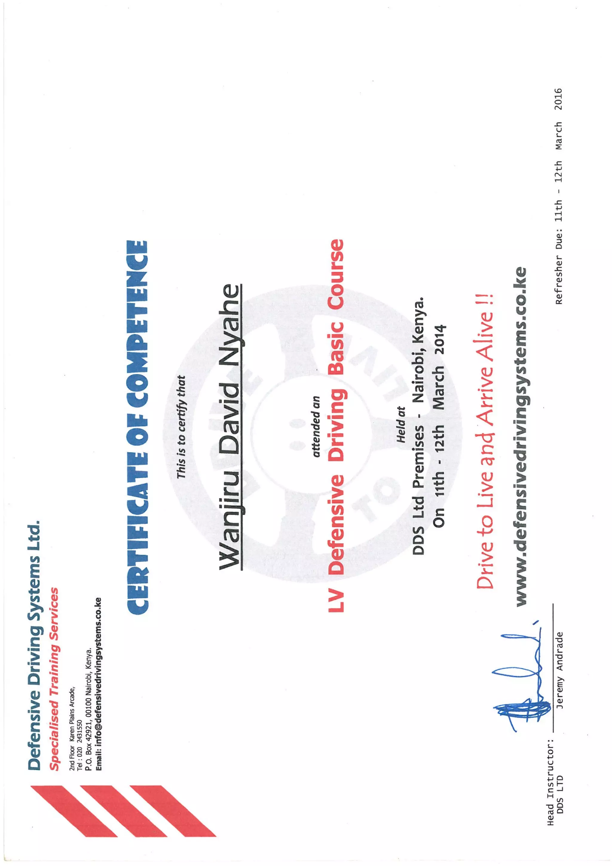 CERTIFICATES FOR DAVID WANJIRU | PDF