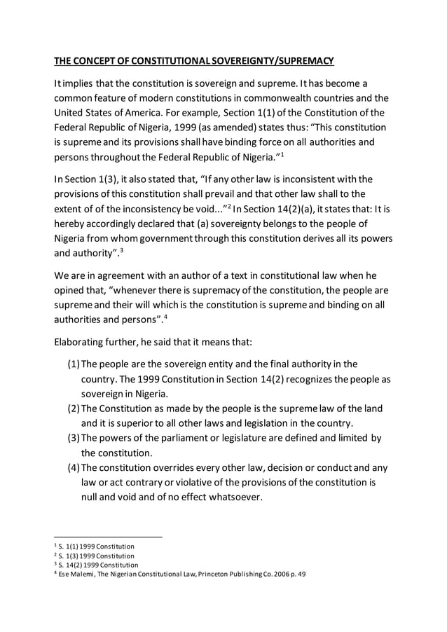 THE CONCEPT OF CONSTITUTIONAL SOVEREIGNTY | DOCX | Personal Taxes ...