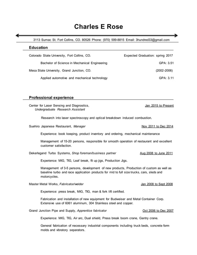 Charles E Rose Resume...updated 5-20-15 | PDF