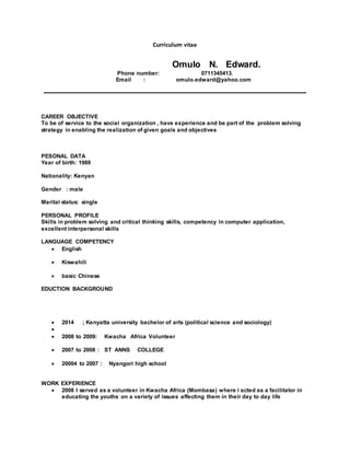 edward omulo cv DG | DOCX