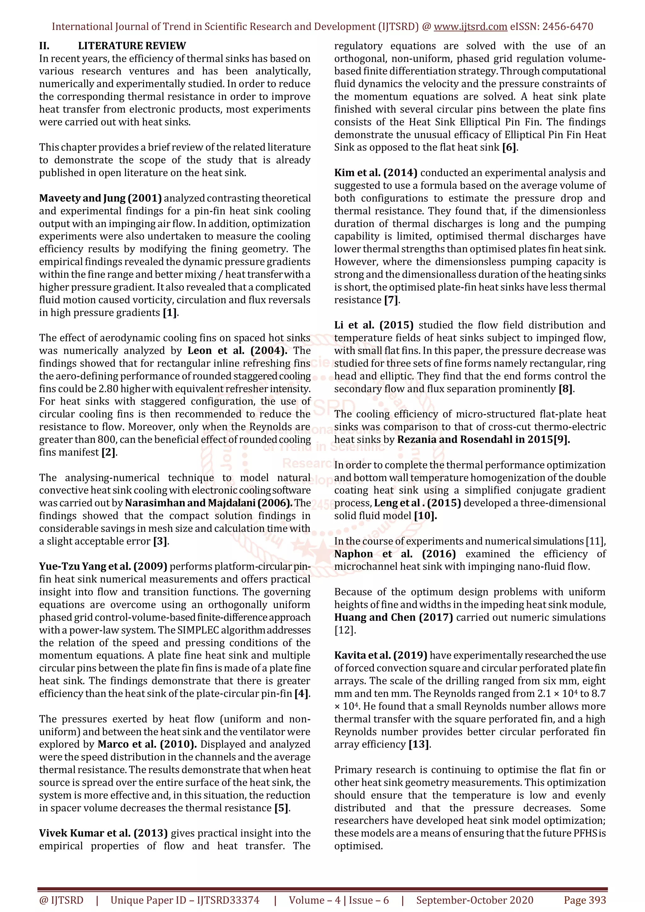 Heat Transfer Enhancement of Plate Fin Heat Sinks – A Review | PDF