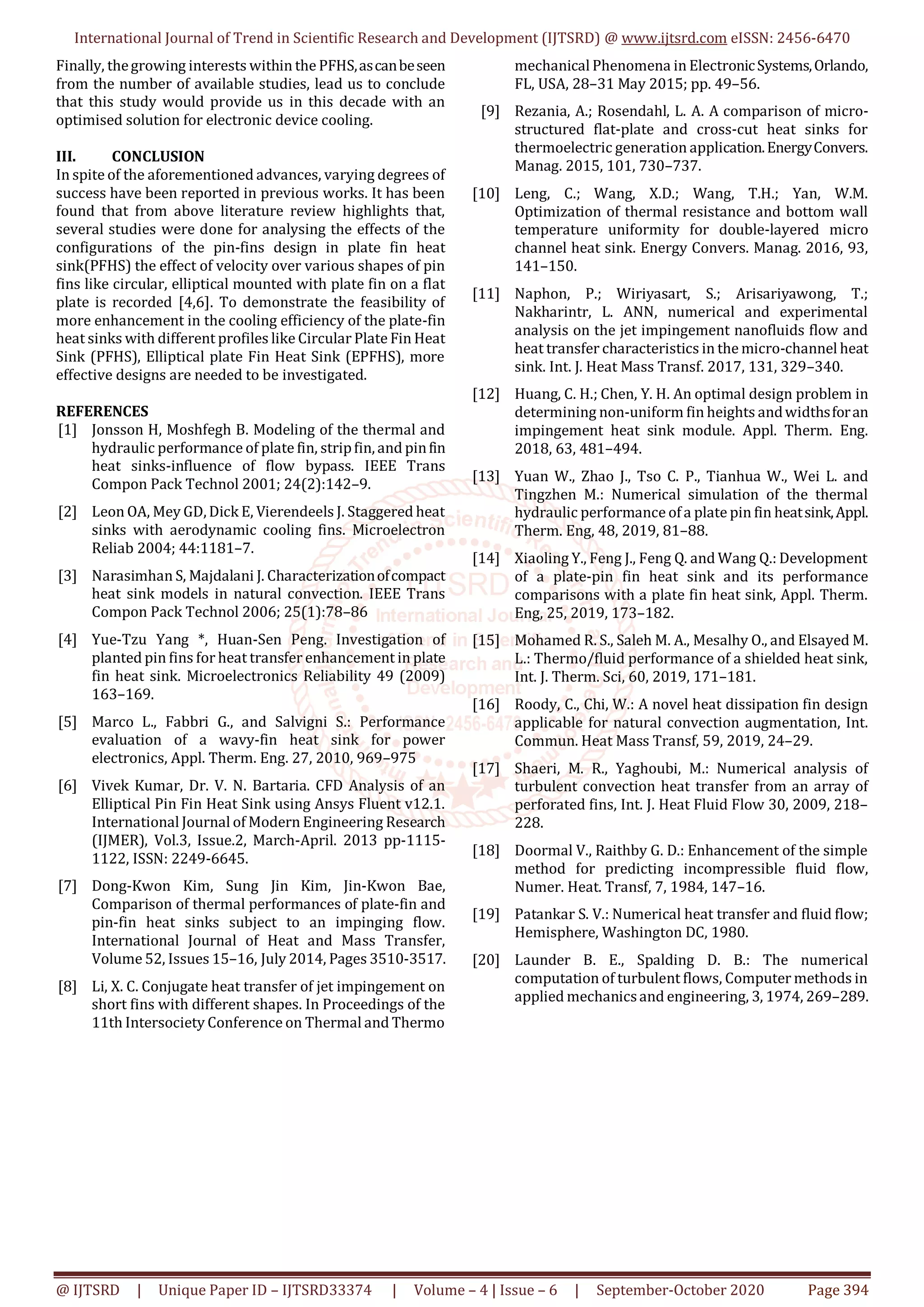 Heat Transfer Enhancement of Plate Fin Heat Sinks – A Review | PDF