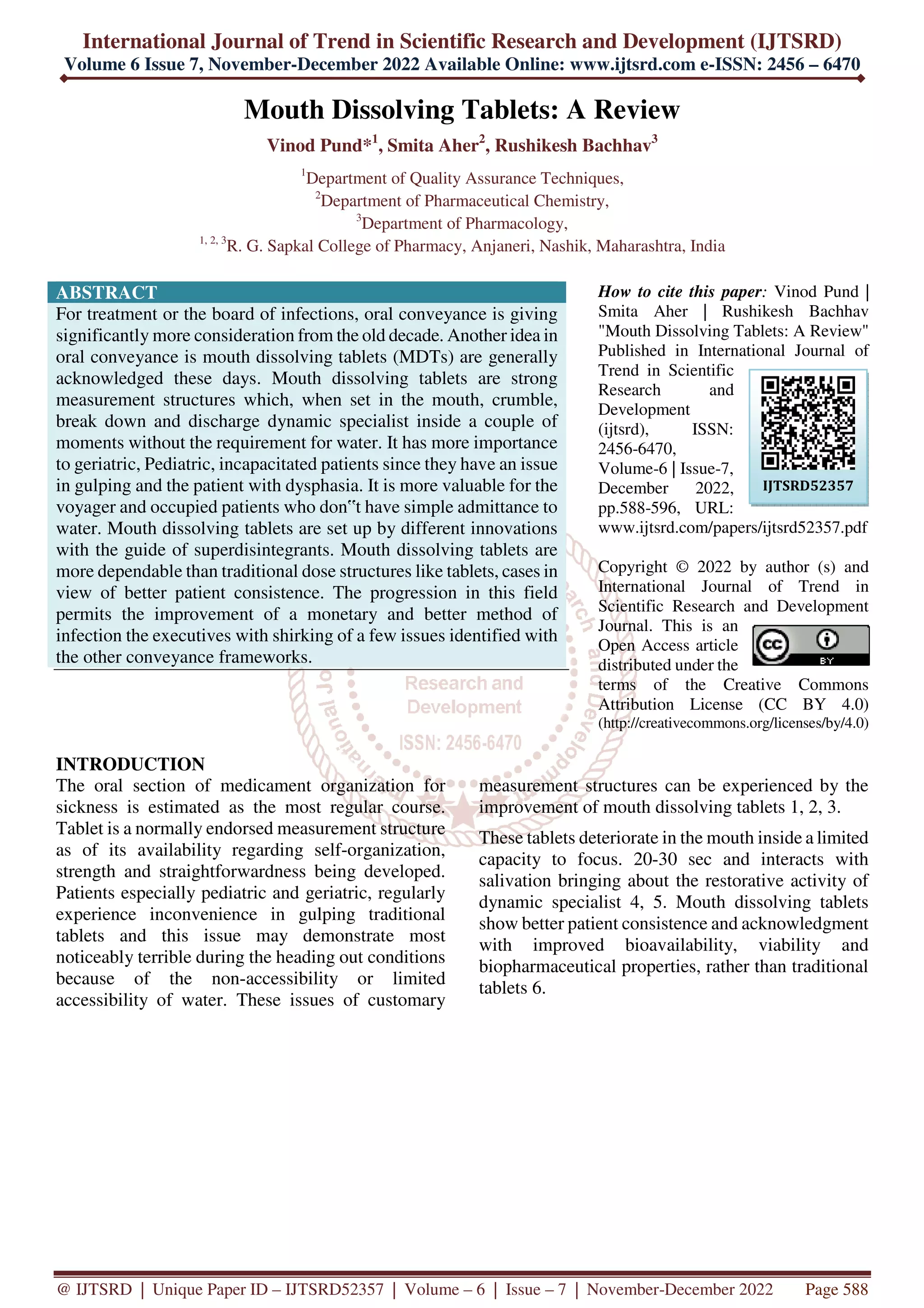 Mouth Dissolving Tablets A Review | PDF