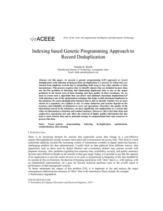 Indexing based Genetic Programming Approach to Record Deduplication | PDF