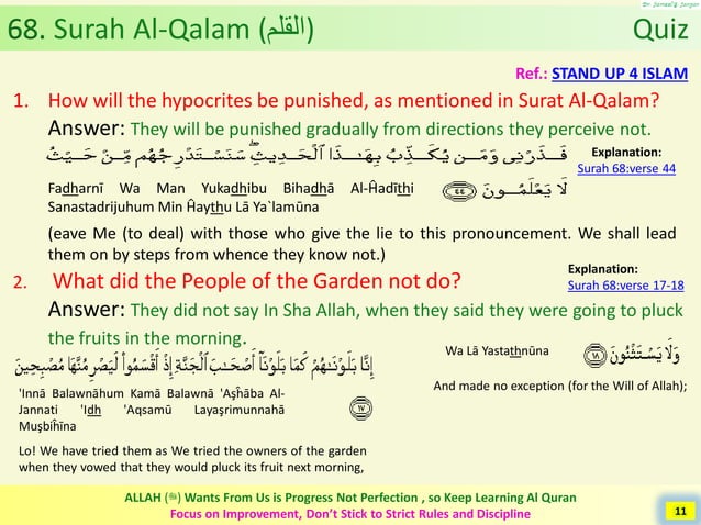 Al Quran (Chapter 68): Surah Al Qalam [The Pen] | PDF