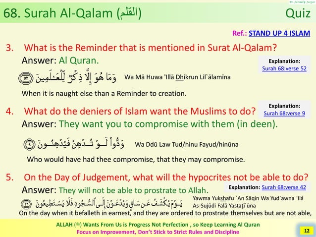 Al Quran (Chapter 68): Surah Al Qalam [The Pen] | PDF