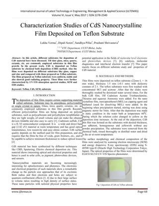 Characterization Studies of CdS Nanocrystalline Film Deposited on Teflon Substrate | PDF