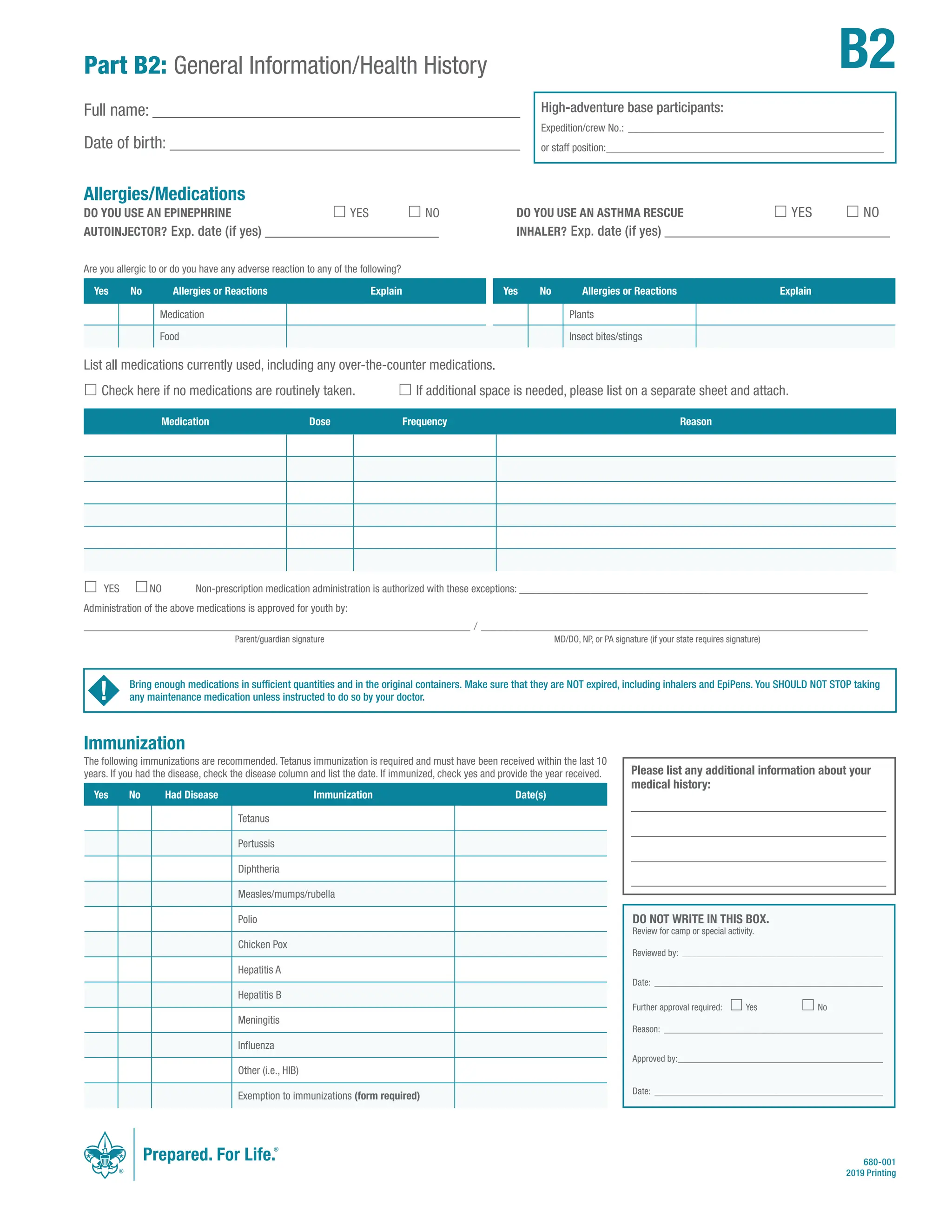 BSA Health Form | PDF