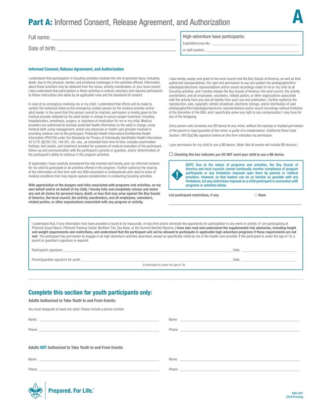 BSA Health Form | PDF